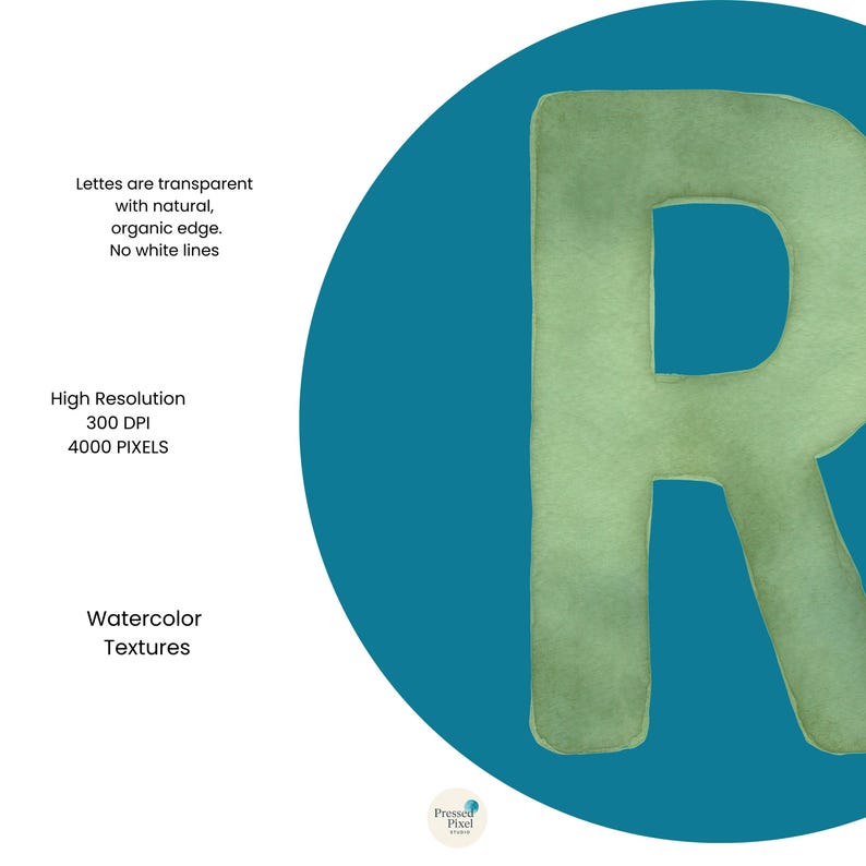 Watercolor Alphabet Clipart: Sage Green Letters, Numbers, Punctuation ...