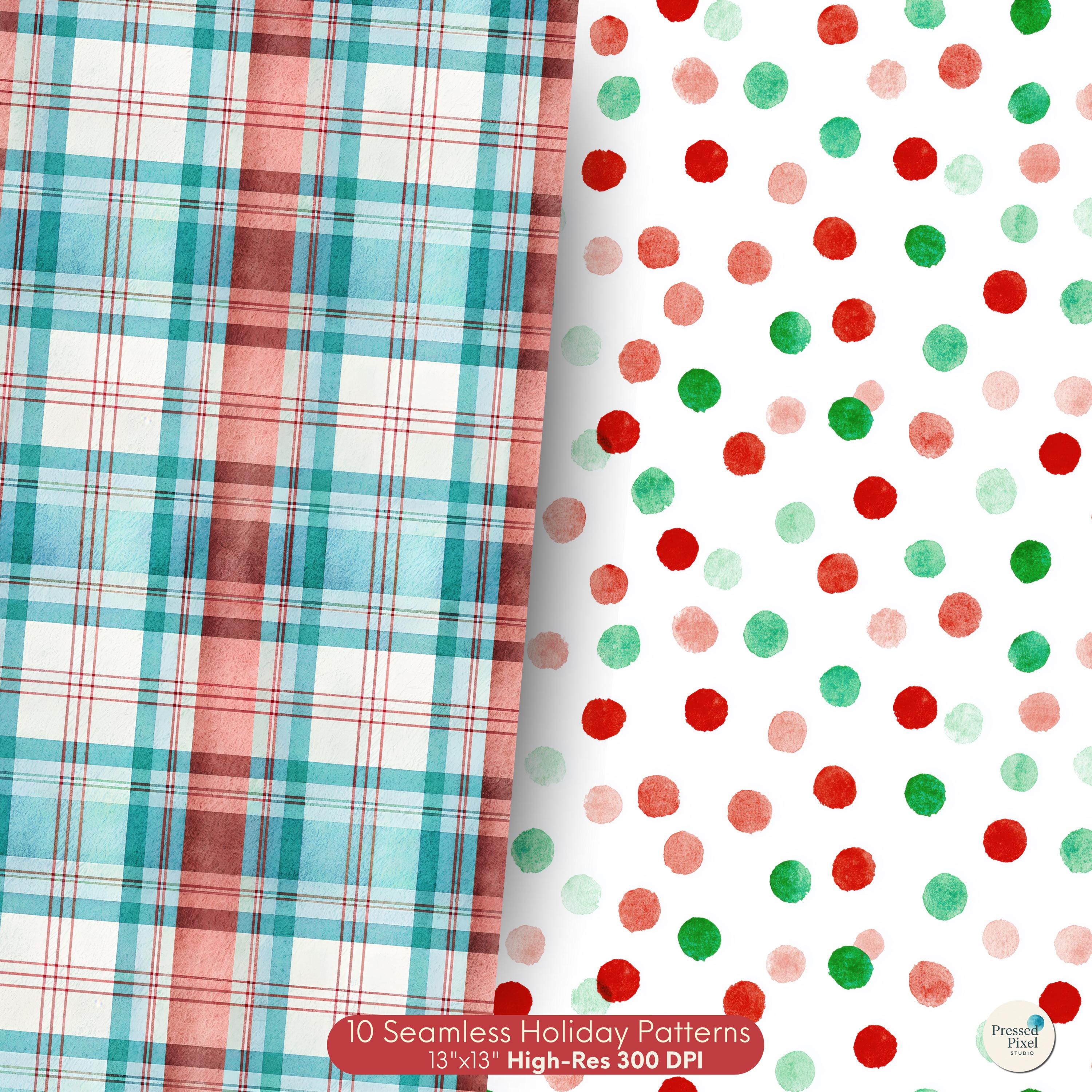 Coastal Christmas Digital Paper, Blue & Green Watercolor Holiday ...