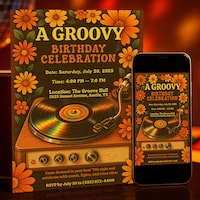 Editable 70s Birthday Party Invitation Back to the 70s Neon Party Glow ...