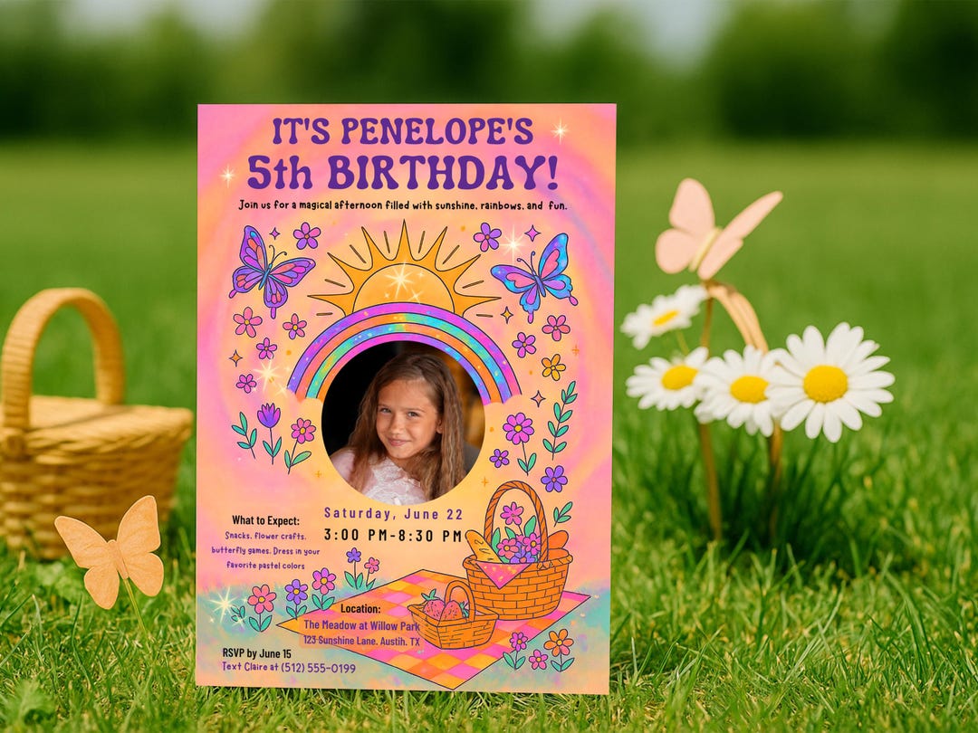 Custom Photo Birthday Invitation: Groovy Girls Party, Photo Template ...