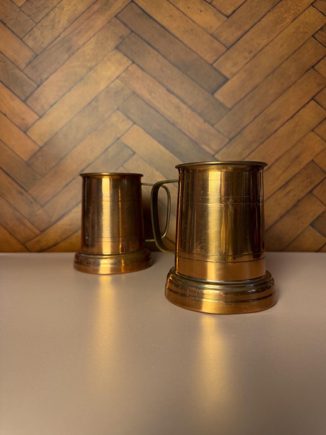 Vintage ODI Copper Tankards With Glass Bottom | Solid Copper Barware ...