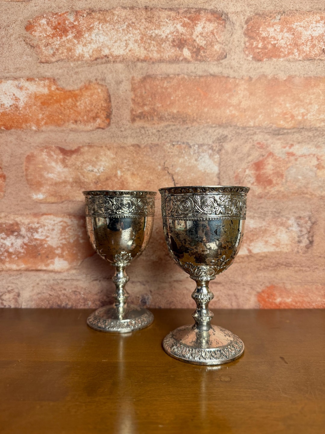 Vintage Corbell & Co Silver Plated Goblets | Set of 2 Ornate Chalices ...