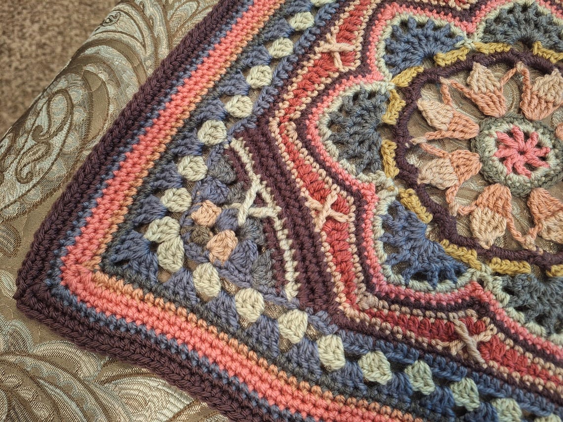 Persian Tile Crochet Afghan: Sandalwood Decorative Blanket - Homemade ...