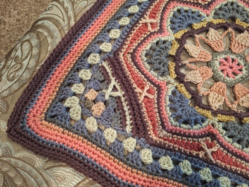 Persian Tile Crochet Afghan: Sandalwood Decorative Blanket - Homemade ...