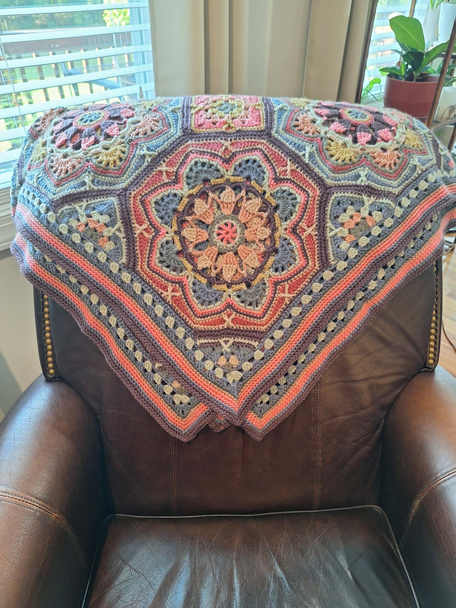 Persian Tile Crochet Afghan: Sandalwood Decorative Blanket - Homemade ...