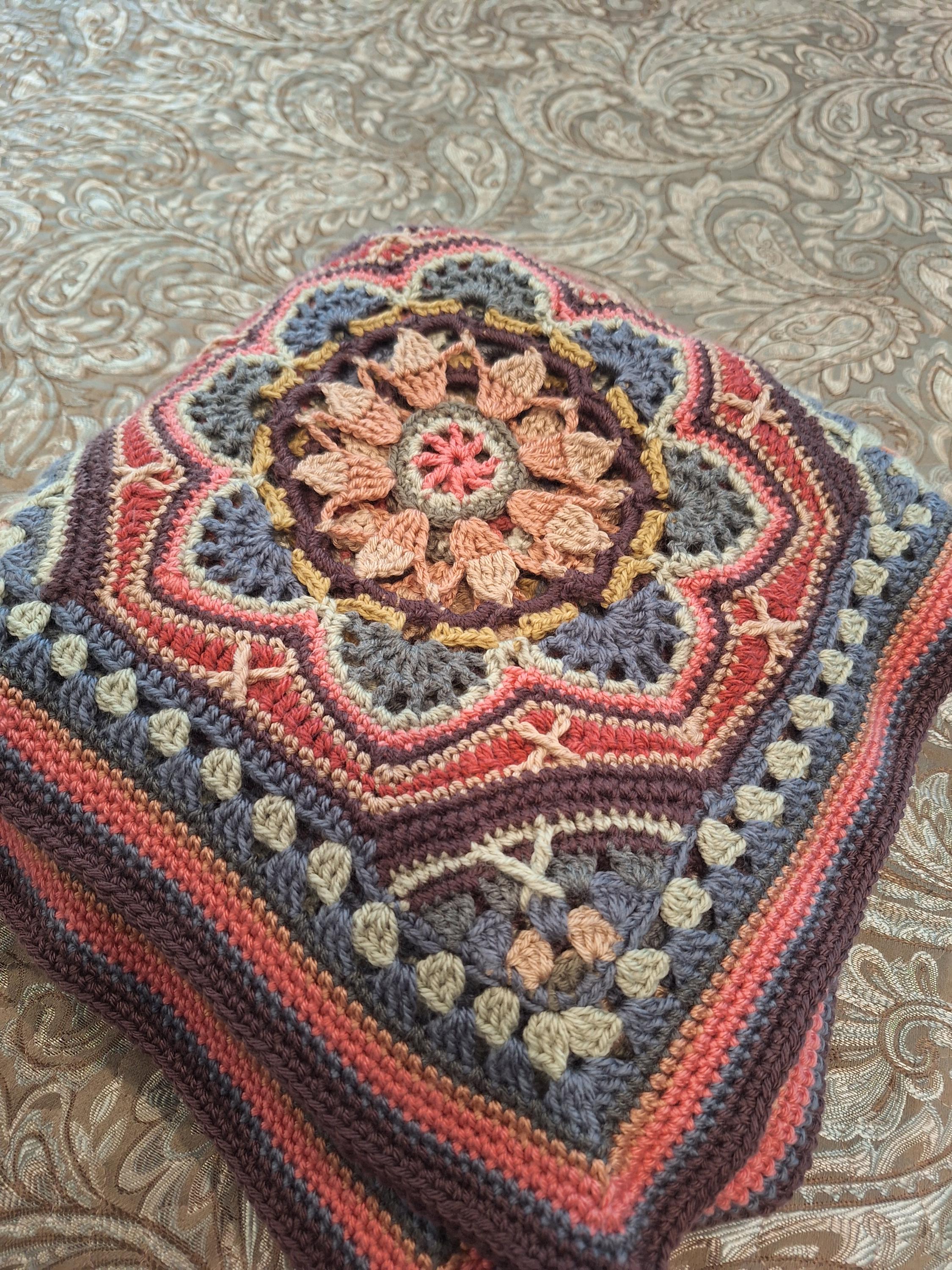 Persian Tile Crochet Afghan: Sandalwood Decorative Blanket - Homemade ...