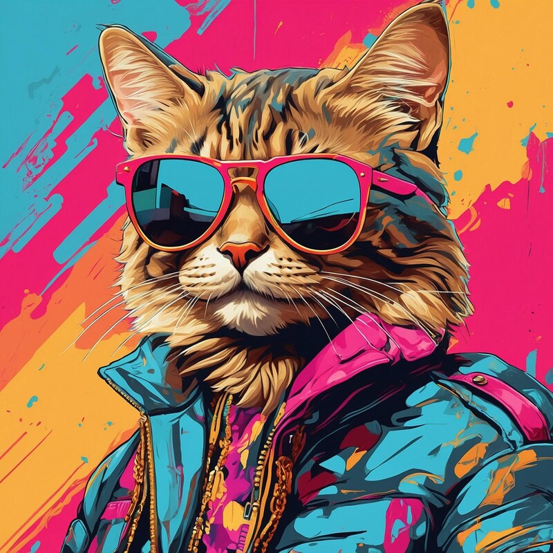 Funky Cat Art - Etsy