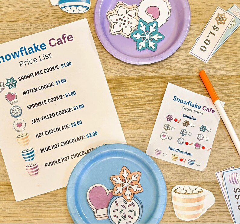 Snowflake Cafe Dramatic Play Center Printable, Winter Pretend Play ...