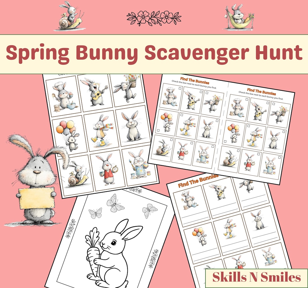 Spring Bunny Scavenger Hunt Printable, Classroom Bunny Hunt Game, Kids ...