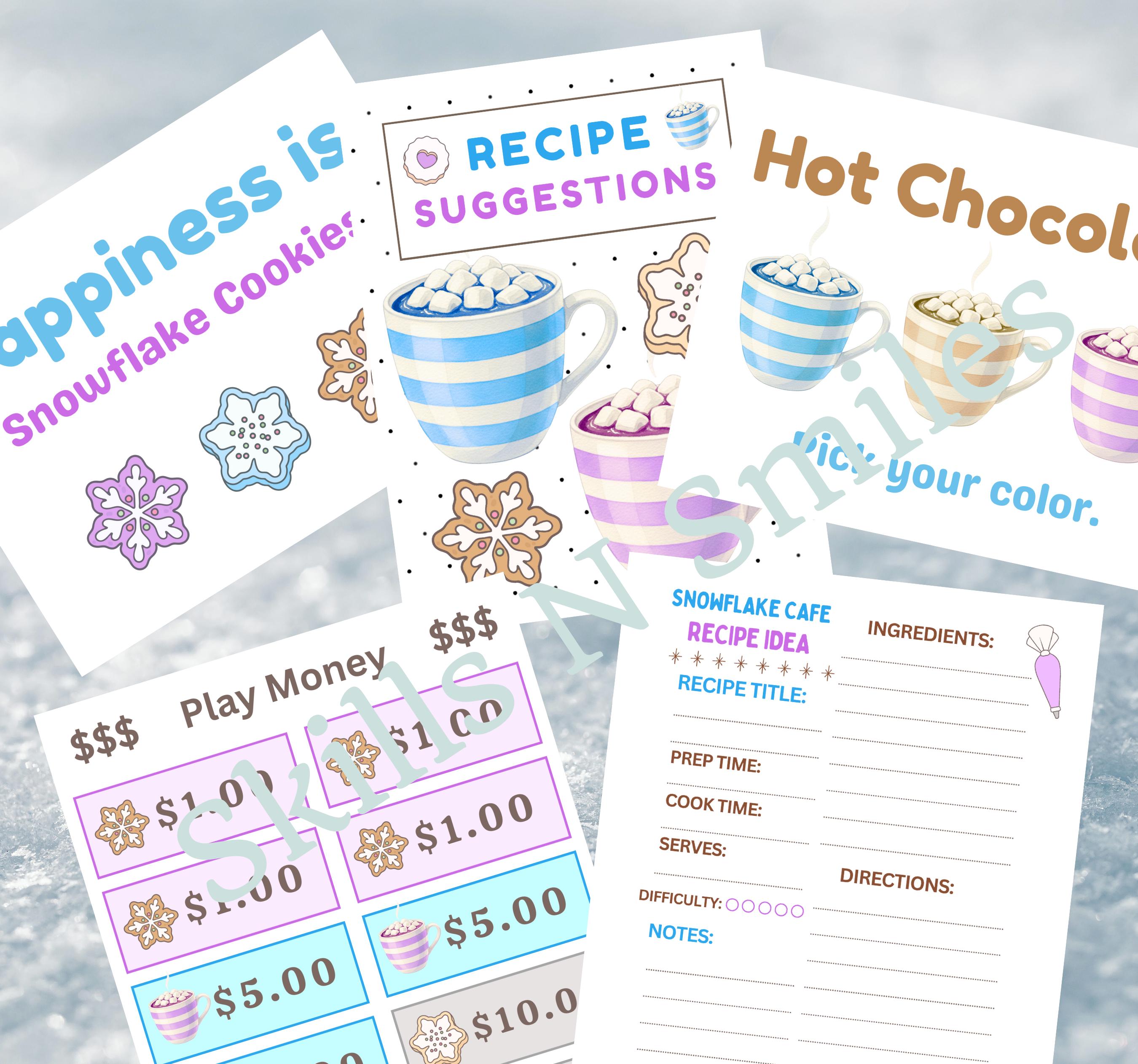 Snowflake Cafe Dramatic Play Center Printable, Winter Pretend Play ...
