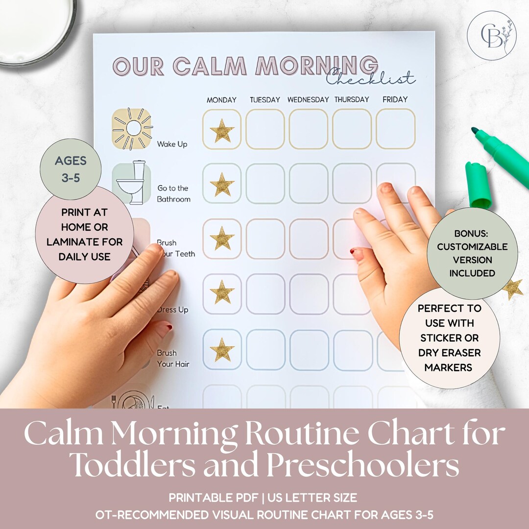 Toddler Morning Routine Chart: Visual Schedule, Montessori Homeschool ...
