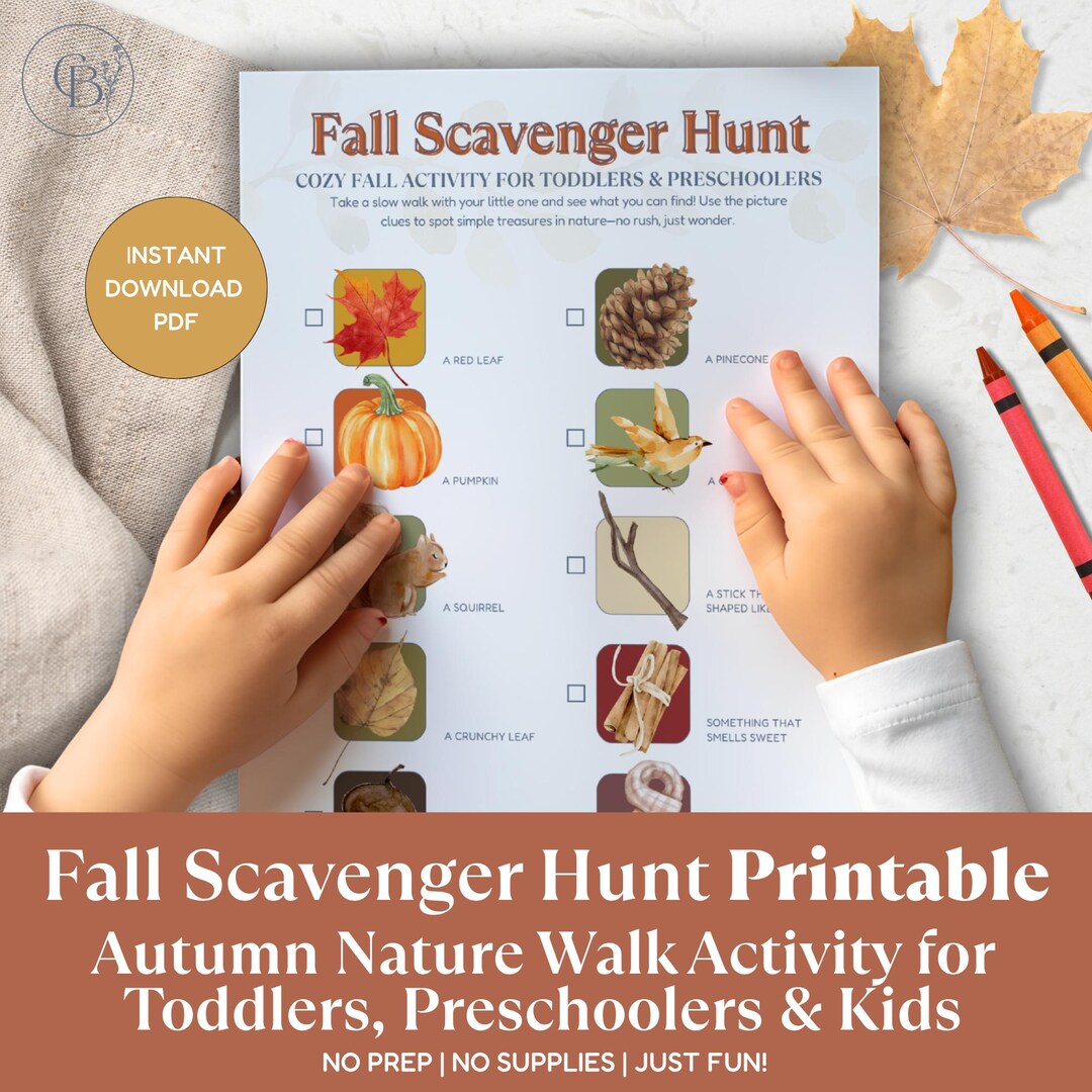Fall Scavenger Hunt Printable – Autumn Nature Walk Activity for ...