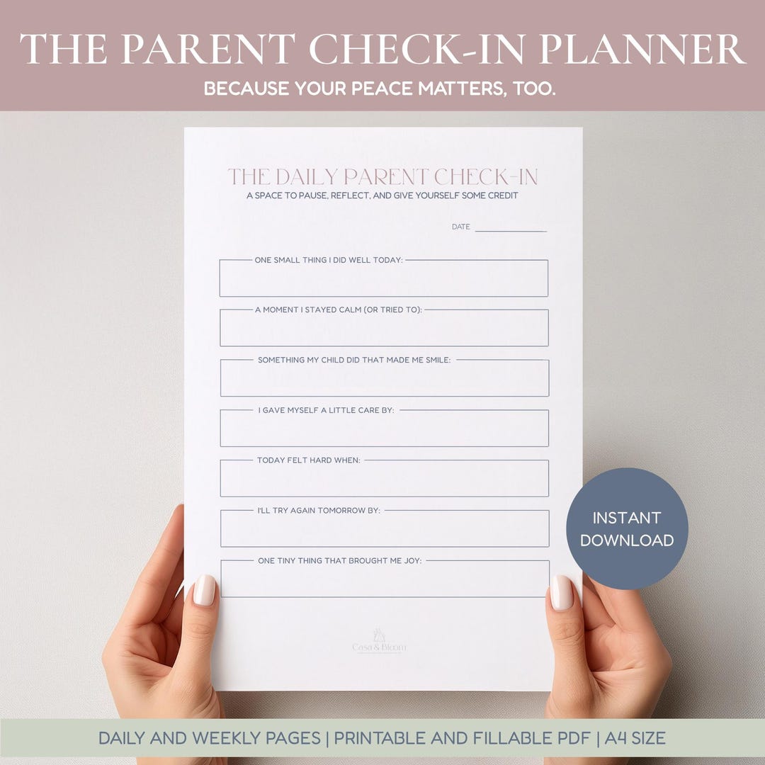 Parent Check-in Journal Printable A4 PDF | Self Care for Moms | Mental ...