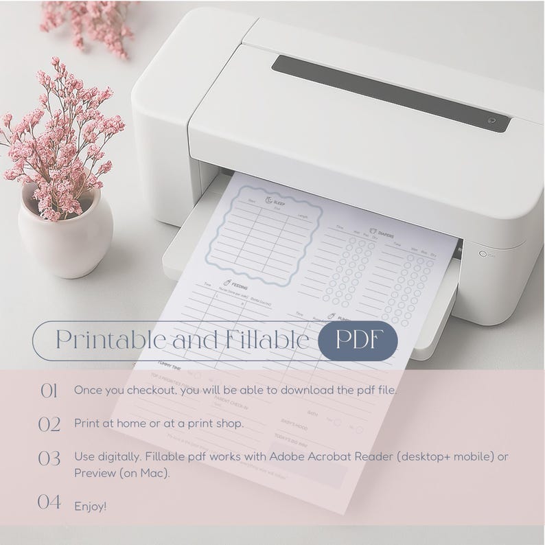 Newborn Daily Log Printable PDF | Fillable Baby Tracker US Letter ...