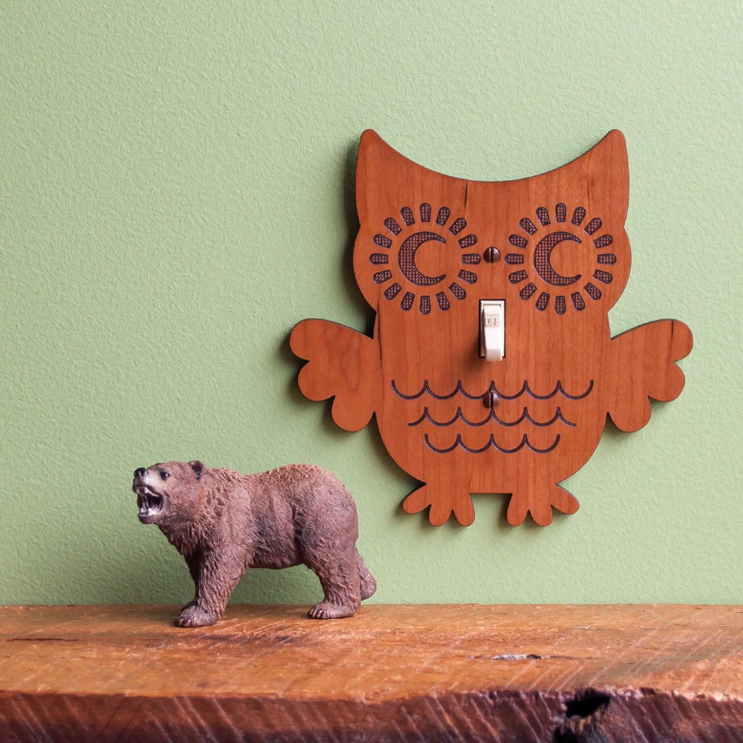 Wood Owl Light Switch Plate Cover - Etsy