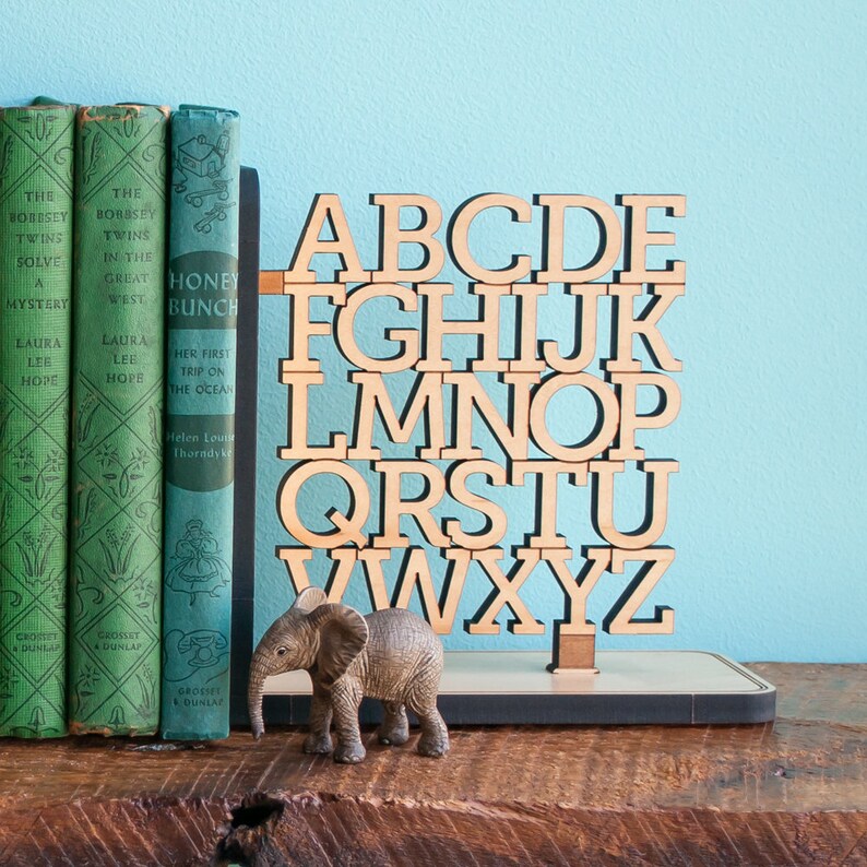 Wooden Alphabet Nursery Bookends: ABC Room Decor Wood Letters | Etsy