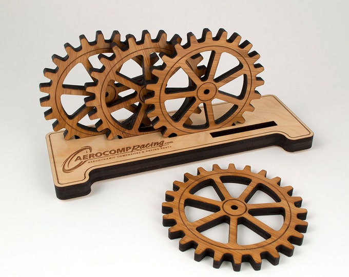 Gear Coaster Set Bamboo Personalized Wooden Name Holder - Etsy