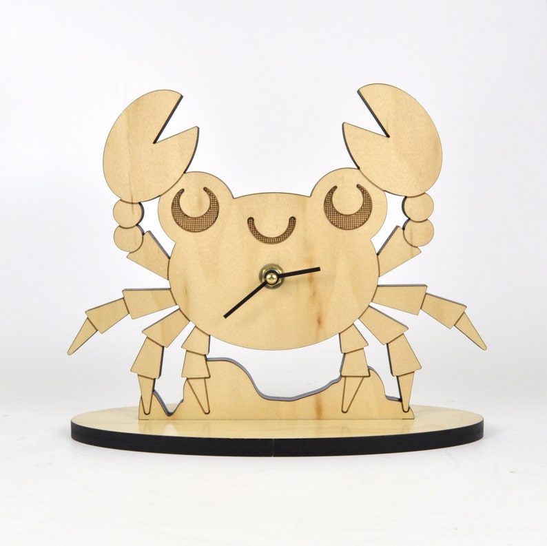 Wooden Crab Shelf Clock Ocean Theme Baby Nursery Kids Office Room Decor ...