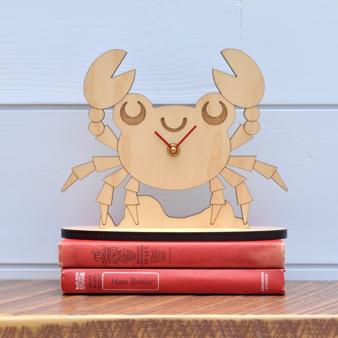 Wooden Crab Shelf Clock Ocean Theme Baby Nursery Kids Office Room Decor ...