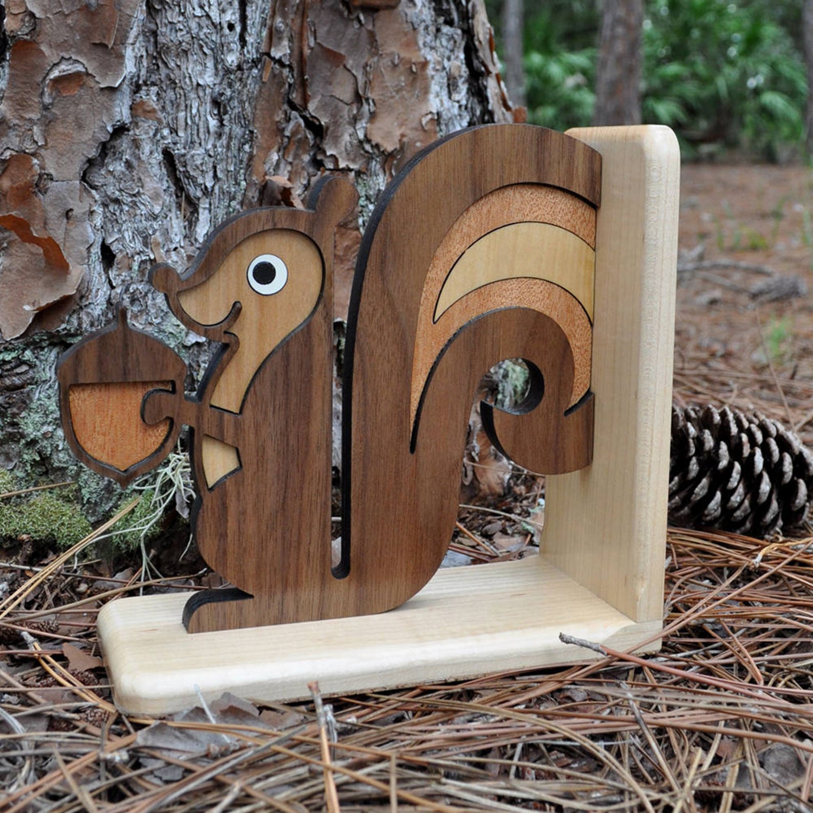 Wood Animal Bookend: Squirrel Woodland Nursery Wooden Heirloom | Etsy