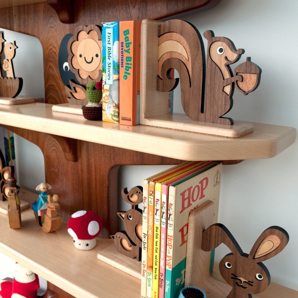 Wood Animal Bookend: Squirrel Woodland Nursery Wooden Heirloom | Etsy