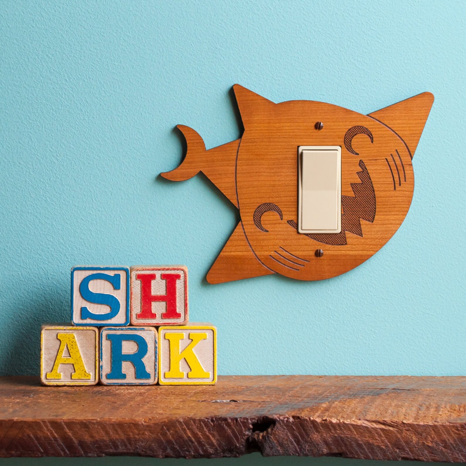 Wood Shark Light Switch Plate Cover - Etsy