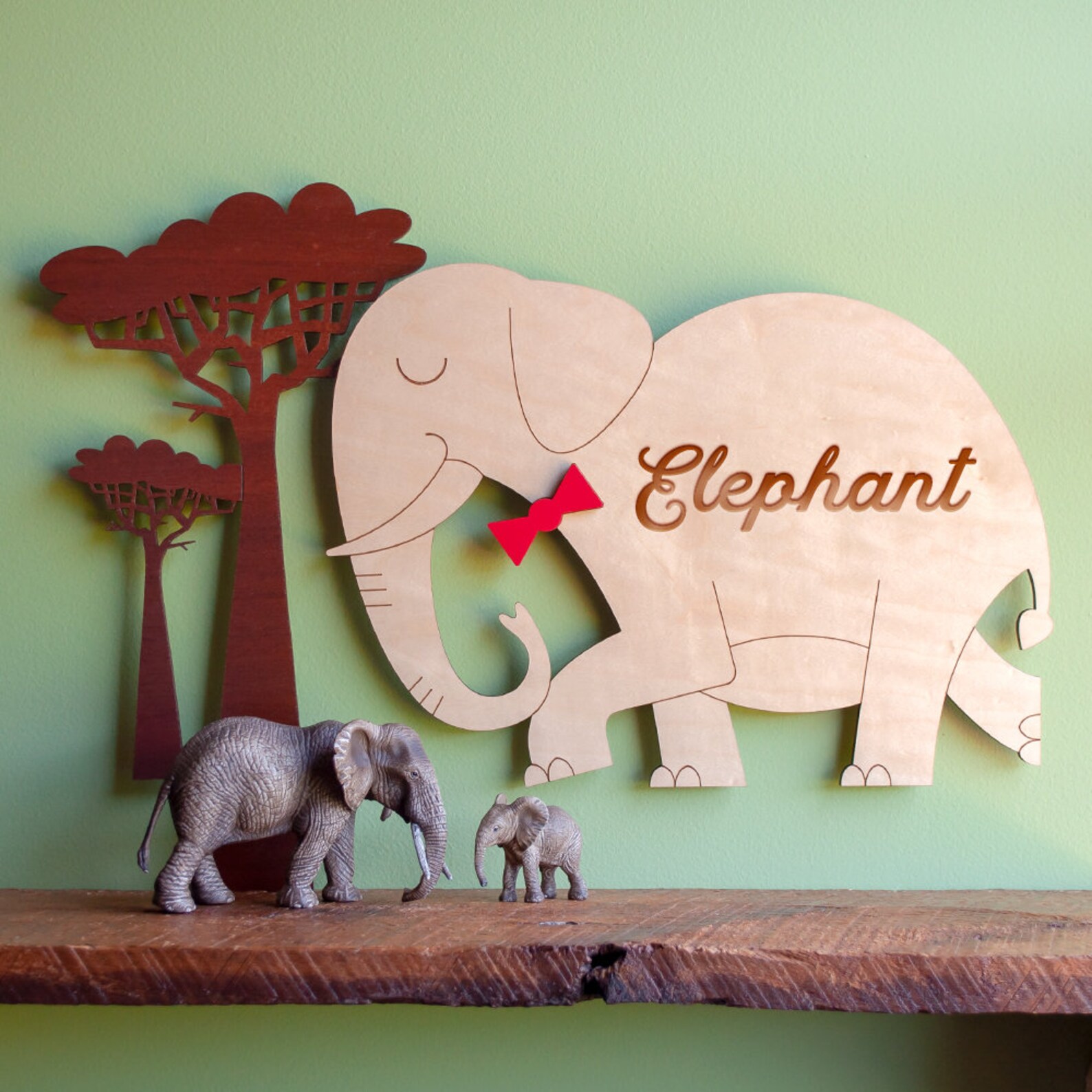 Wood Elephant Nursery Wall Hanging: Personalized Elephant Sign Decor - Etsy