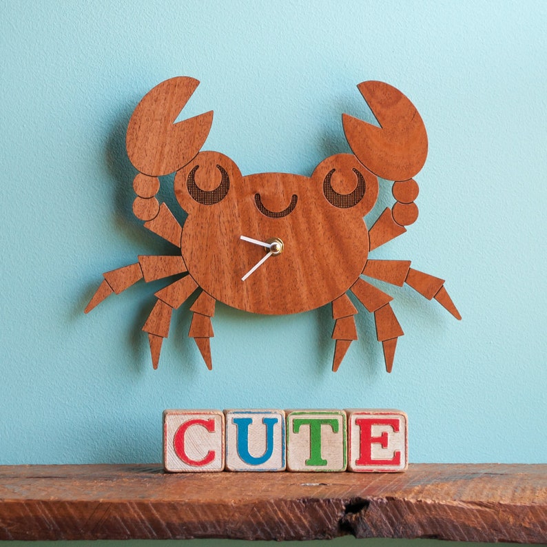 Crab Wood Nursery Wall Clock Baby Kids | Etsy