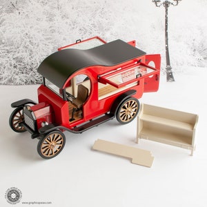 1:12 Scale Christmas Truck Model-t C-cab Miniature Display DIY Room Box ...