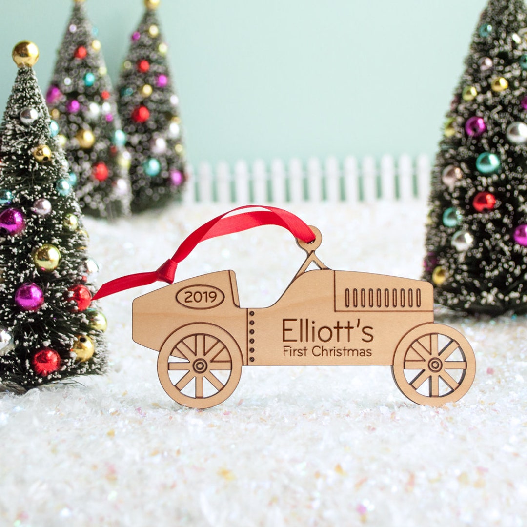 Car Wood Christmas Ornament Personalized, Baby's First, Kids 2026 - Etsy