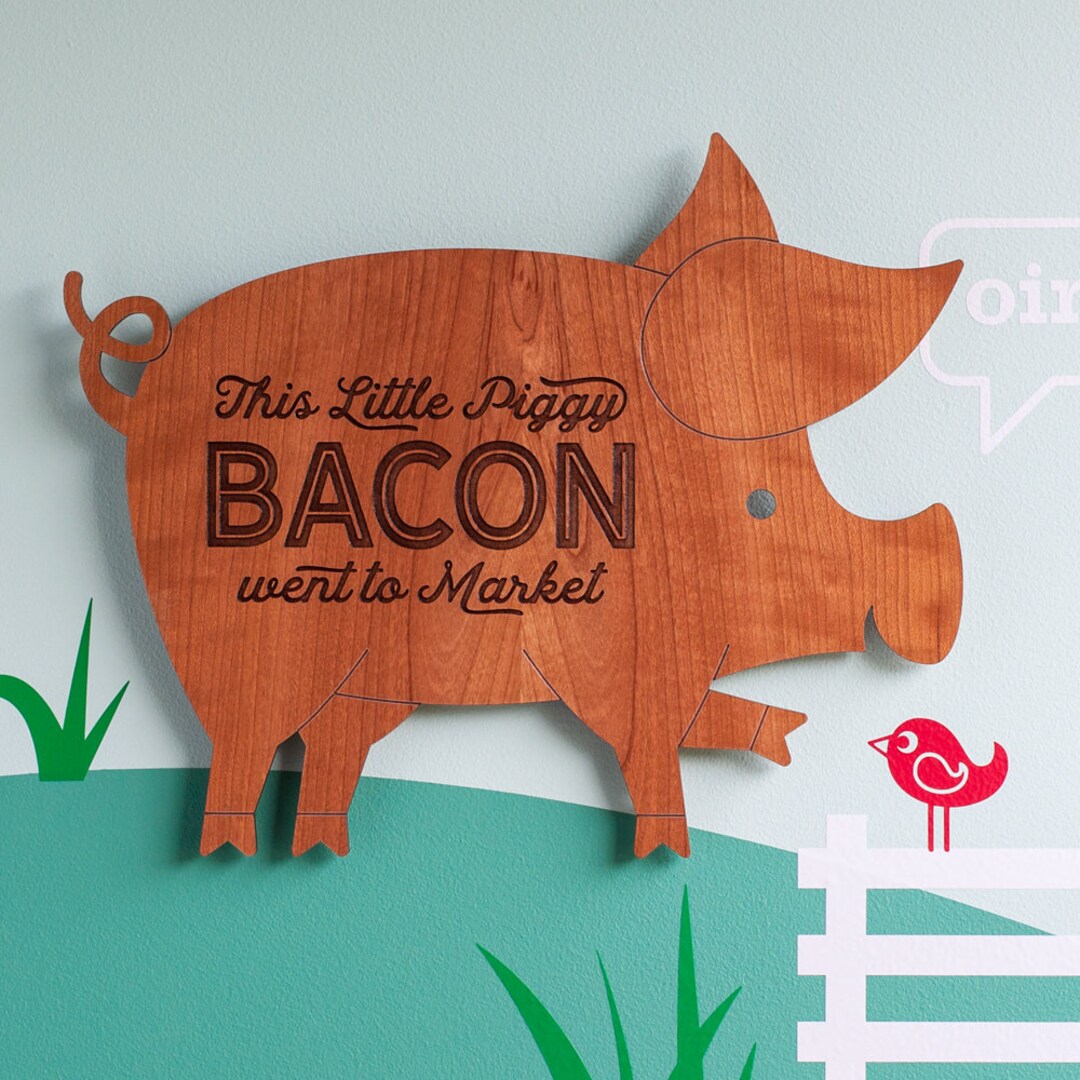 Bacon Pig Kitchen Sign: Wood Wall Hanging Farmhouse Decor, This Little ...