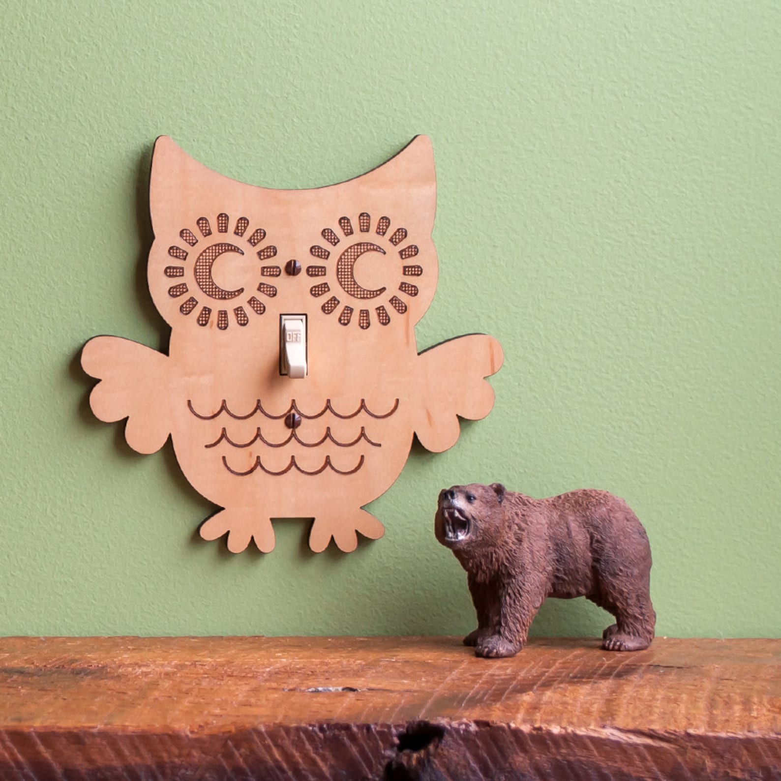 Wood Owl Light Switch Plate Cover - Etsy