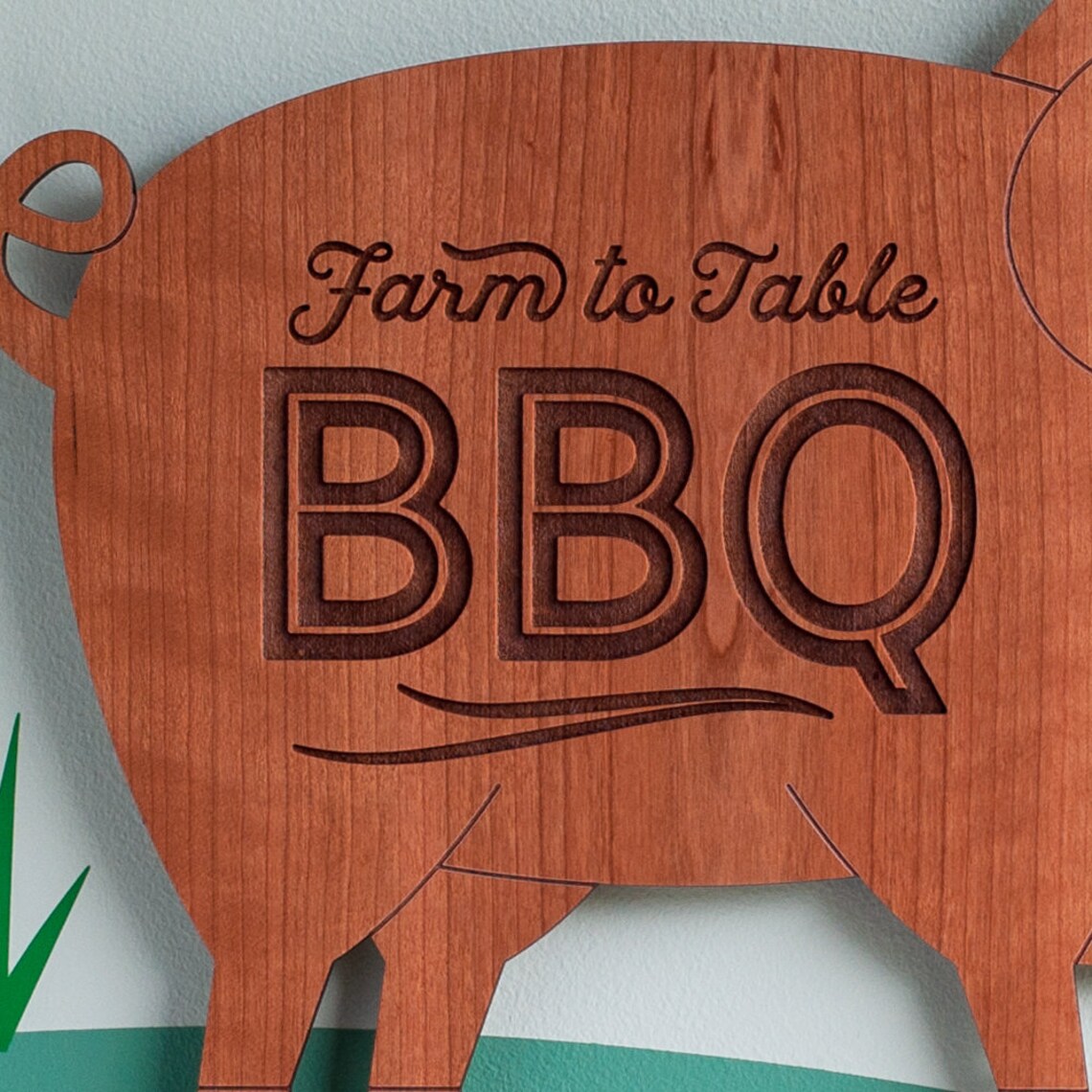 Farm to Table BBQ Pig Kitchen Sign: Wood Wall Hanging | Etsy