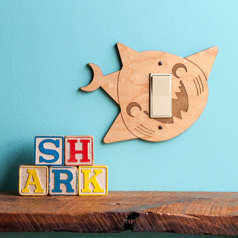 Wood Shark Light Switch Plate Cover - Etsy