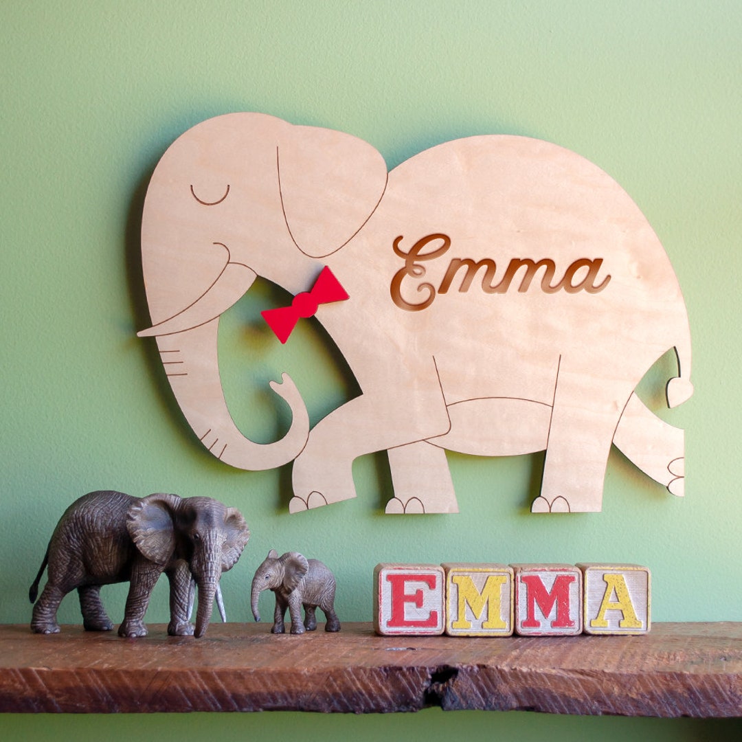 Wood Elephant Nursery Wall Hanging: Personalized Elephant Sign Decor - Etsy