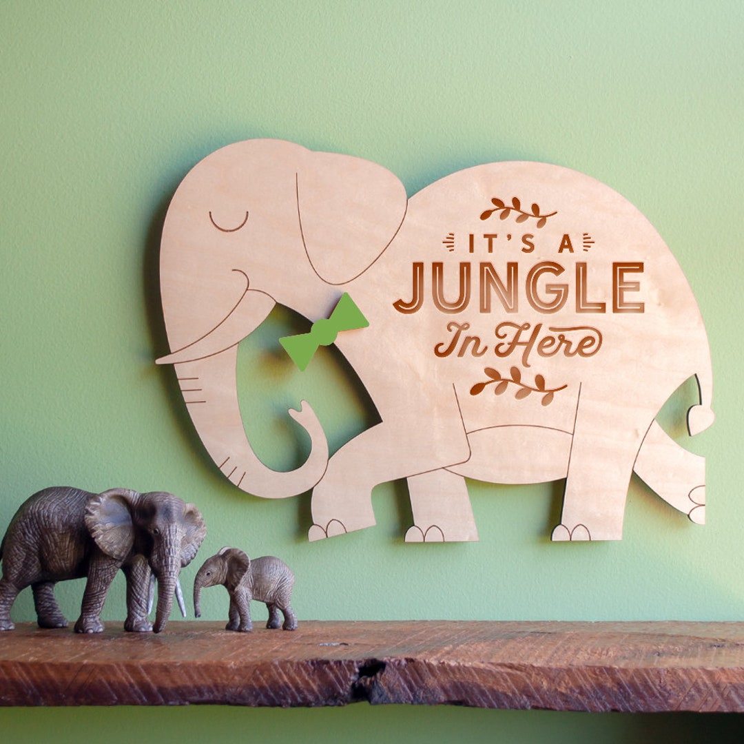 Wood Jungle Nursery Wall Hanging: Elephant Safari Zoo Sign - Etsy