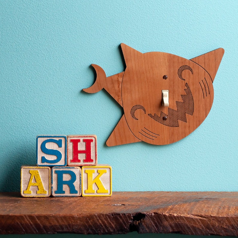 Wood Shark Light Switch Plate Cover - Etsy