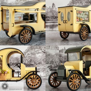 1:12 Scale Flower Shop Truck Model-t C-cab Miniature Display DIY Room ...