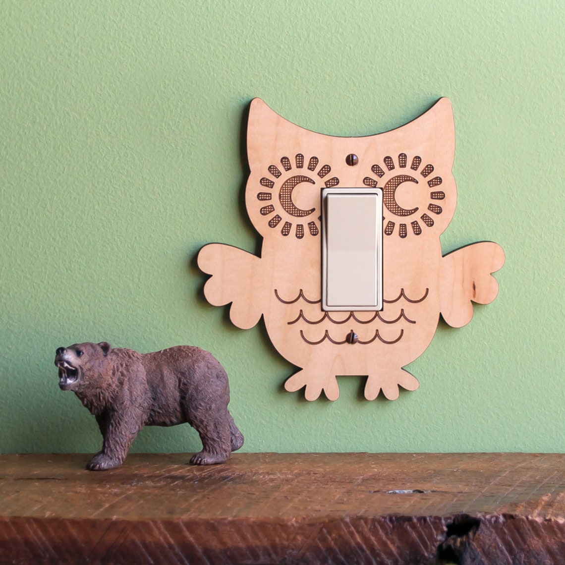 Wood Owl Light Switch Plate Cover - Etsy