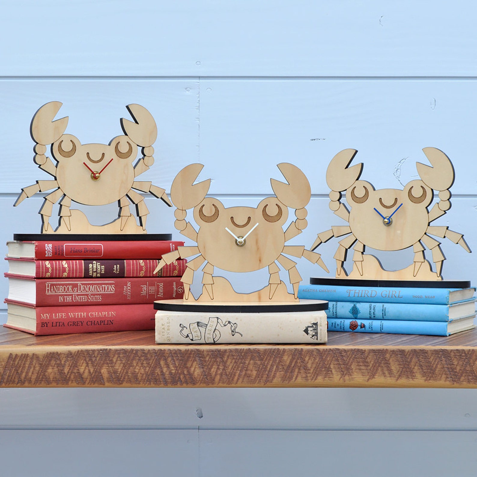 Wooden Crab Shelf Clock Ocean Theme Baby Nursery Kids Office | Etsy