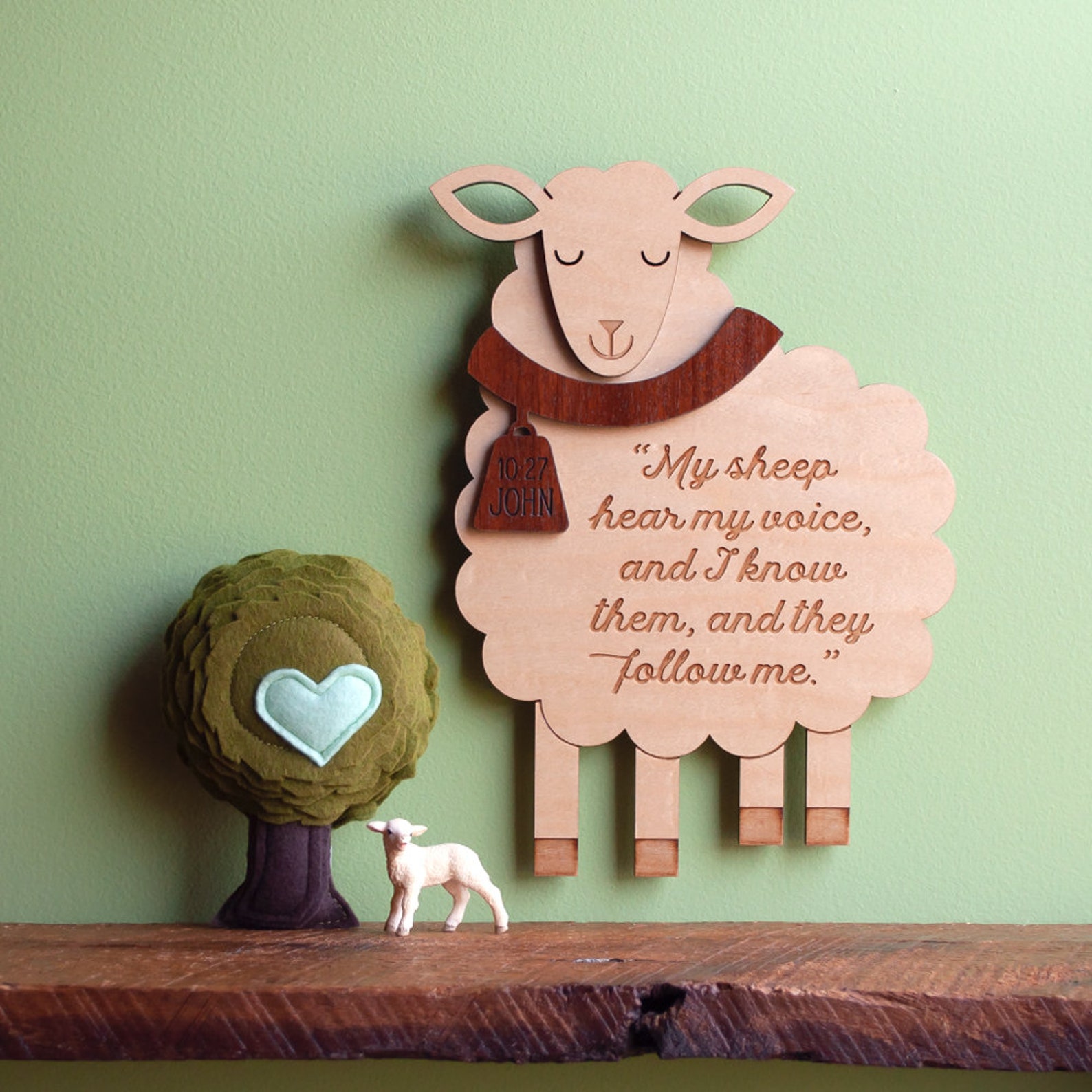 My Sheep Hear My Voice Lamb of God Wood Sheep Wall Hanging | Etsy