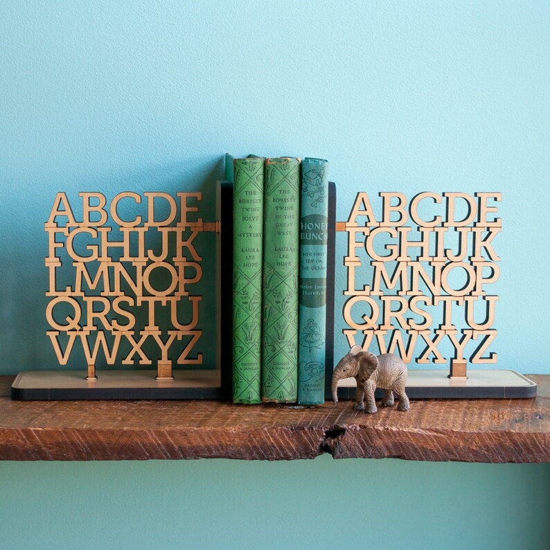 Wooden Alphabet Nursery Bookends: ABC Room Decor Wood Letters | Etsy