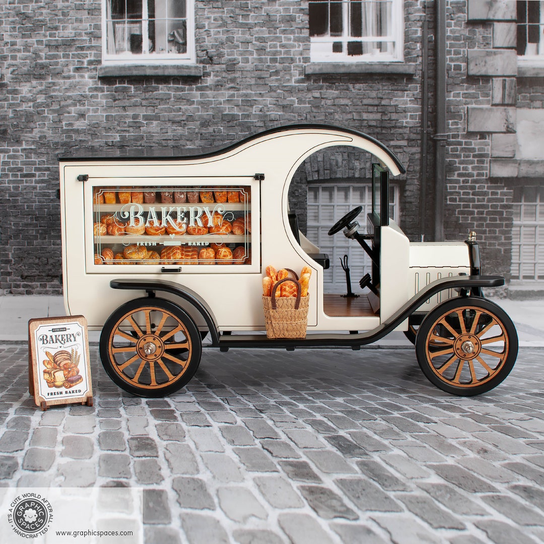 1:12 Scale Bakery Shop Truck Model-t C-cab Miniature Display DIY Room ...