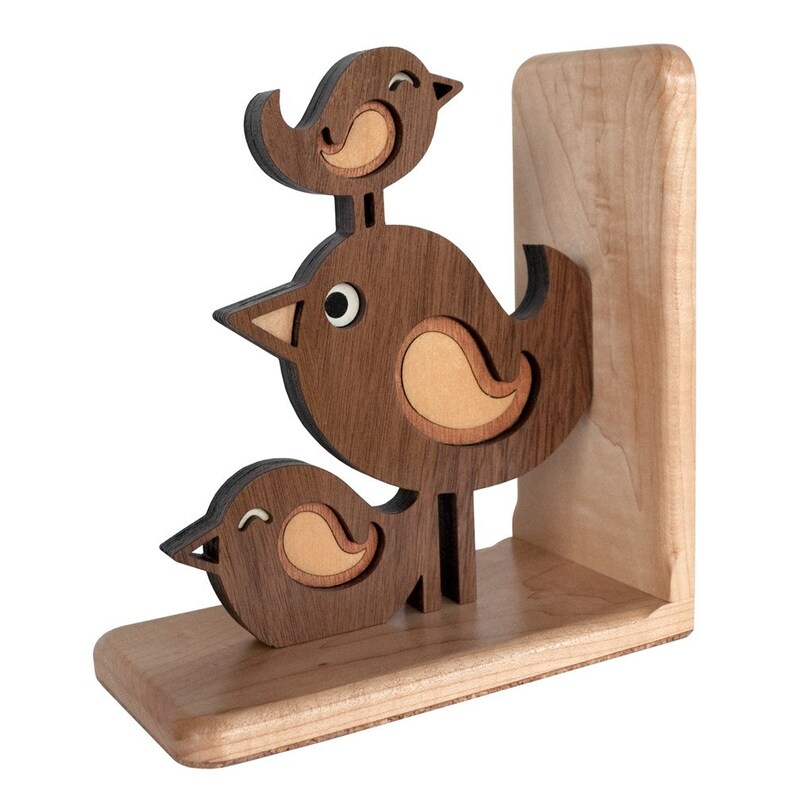 Bird Stack Wood Animal Nursery Bookend: Baby or Kids Heirloom - Etsy