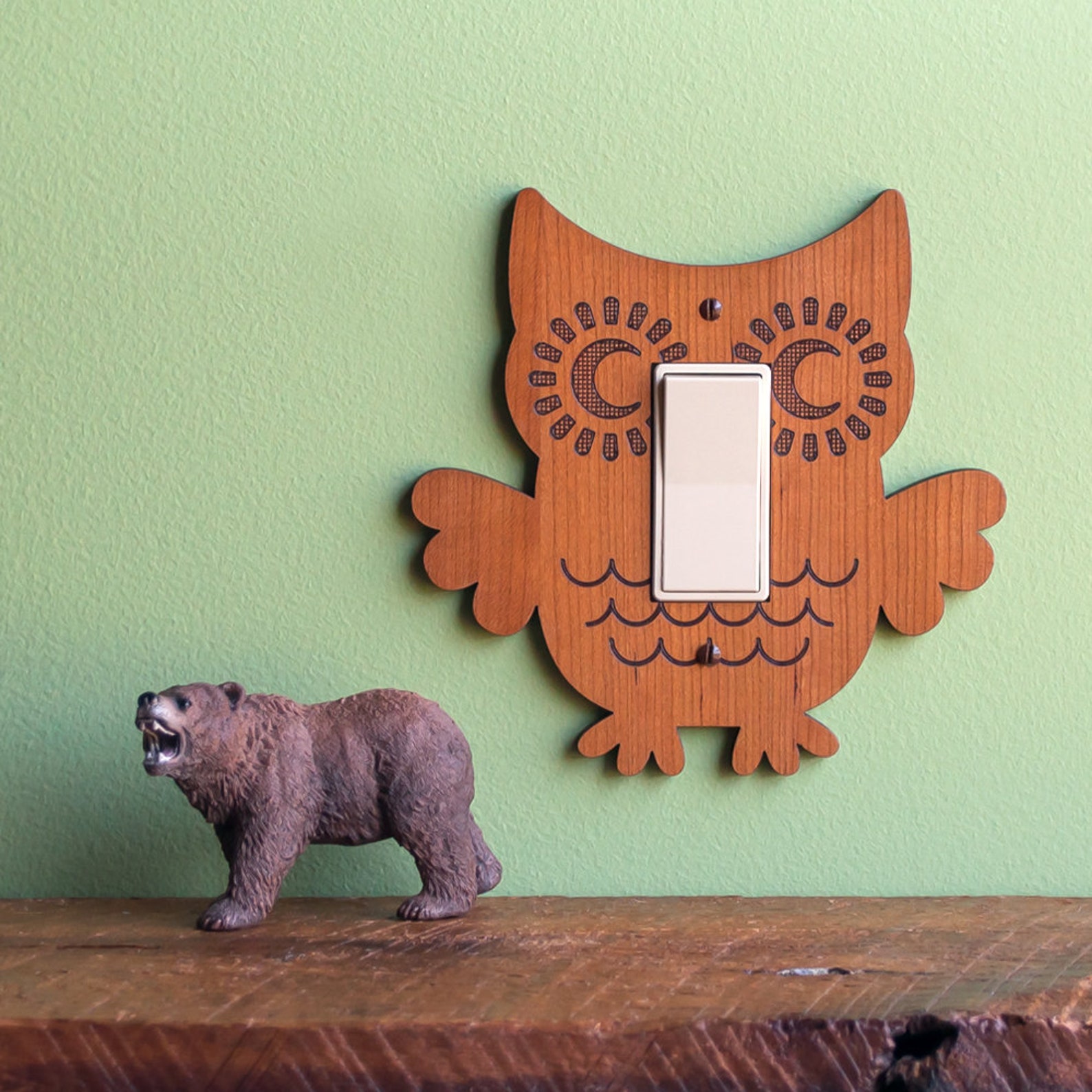 Wood Owl Light Switch Plate Cover - Etsy