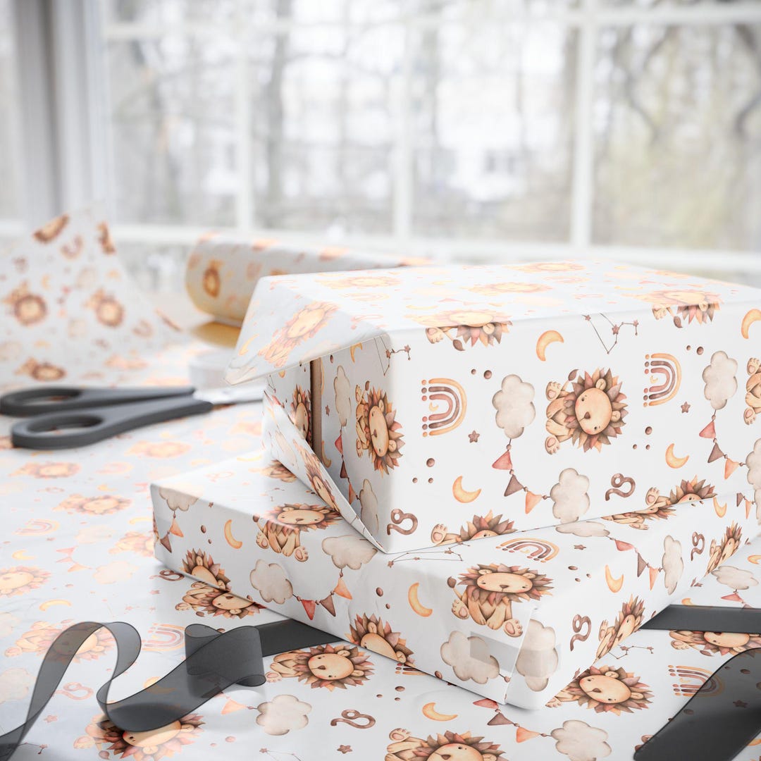 Leo Baby Zodiac Wrapping Paper, Gift for Baby Birthday or Baby Shower ...