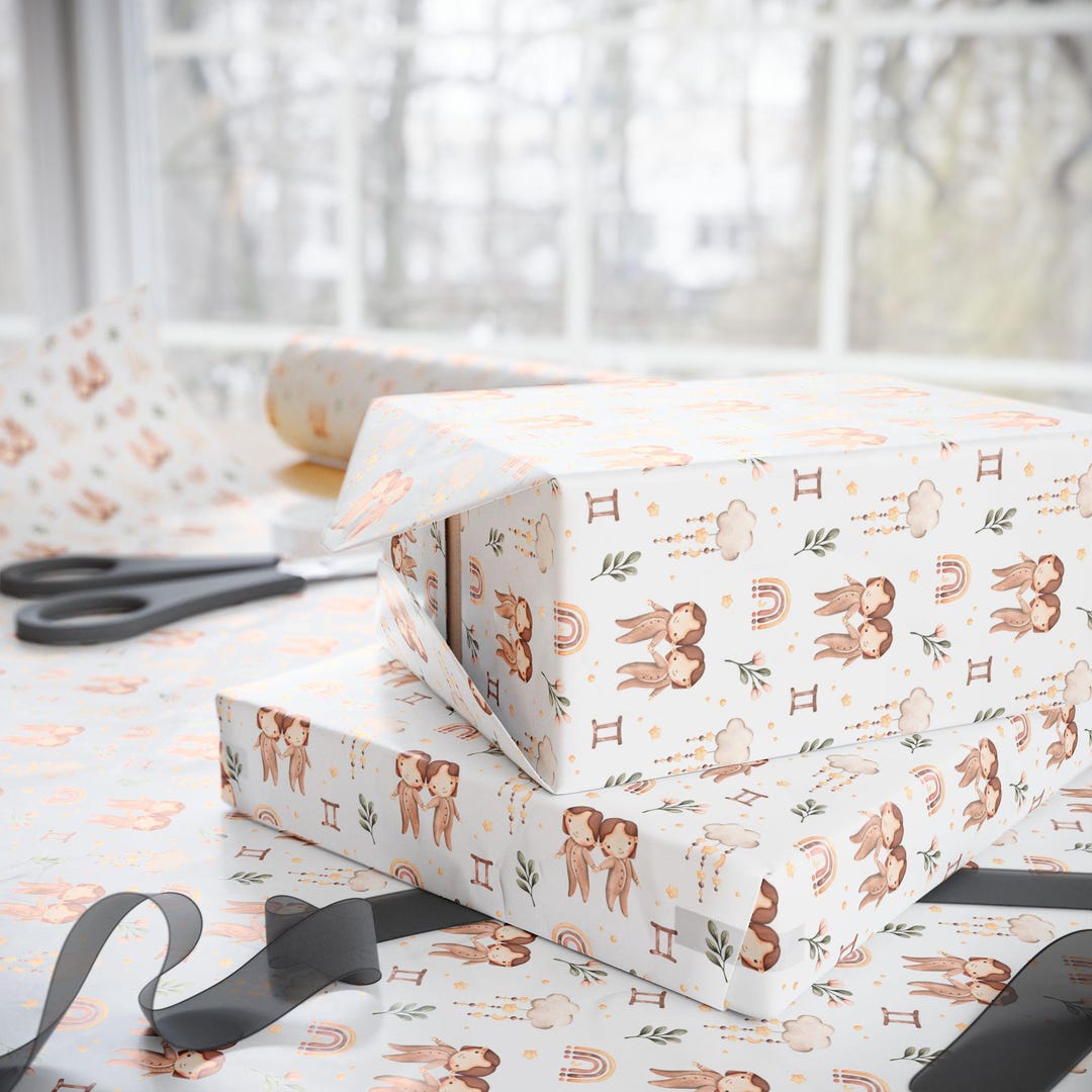 Gemini Zodiac Baby Wrapping Paper: Rainbows, Stars, Clouds - Etsy