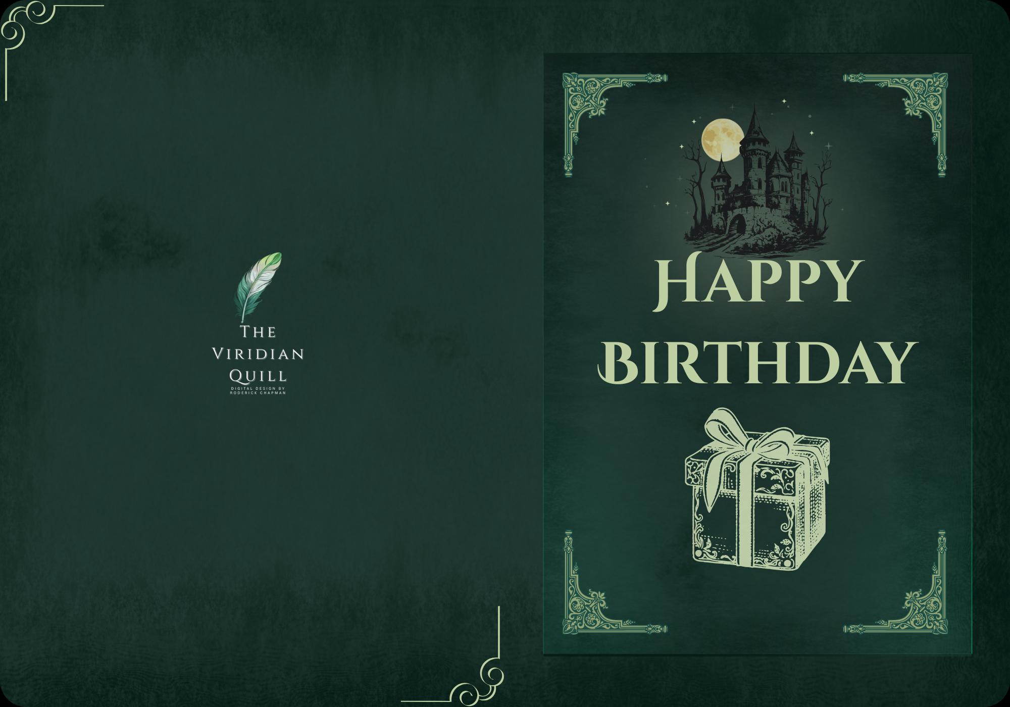 Dark Academia Birthday Card – Forest Green Printable Greeting for ...