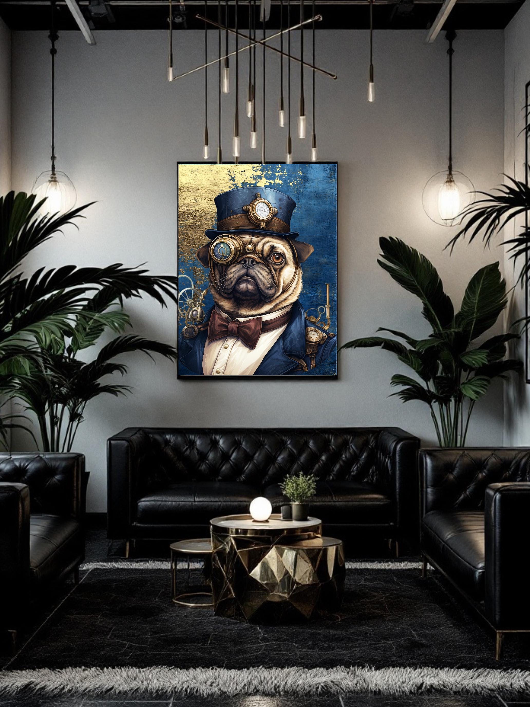 Steampunk Pug Digital Art Print – Victorian Dog Wall Decor | Quirky ...