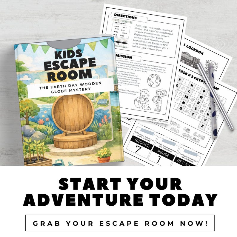 Earth Day Kids Escape Room, Printable Game Environmental Mystery ...